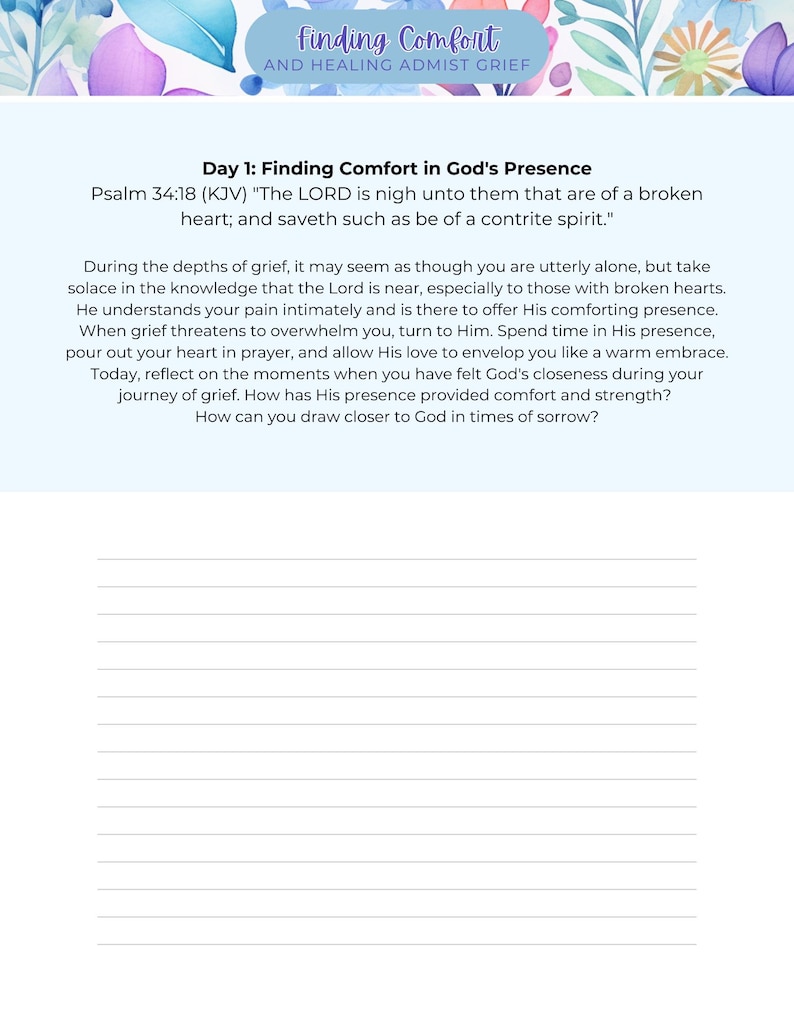 Finding Comfort During Grief: Printable Grief Journal for Healing, Self ...