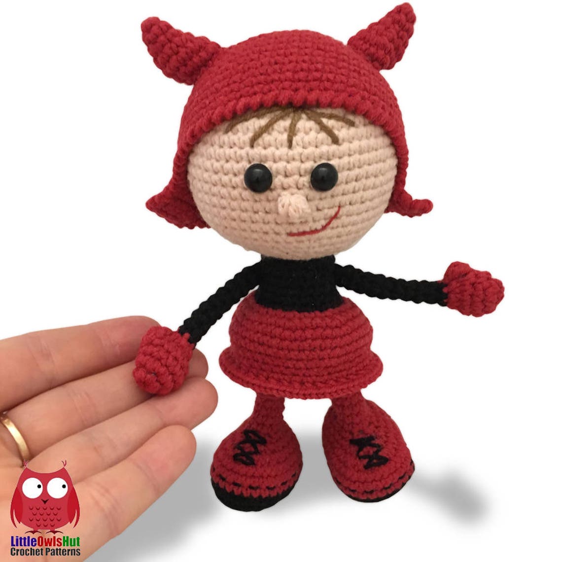 158 Crochet Pattern Girl Doll in a Halloween Devil Outfit | Etsy