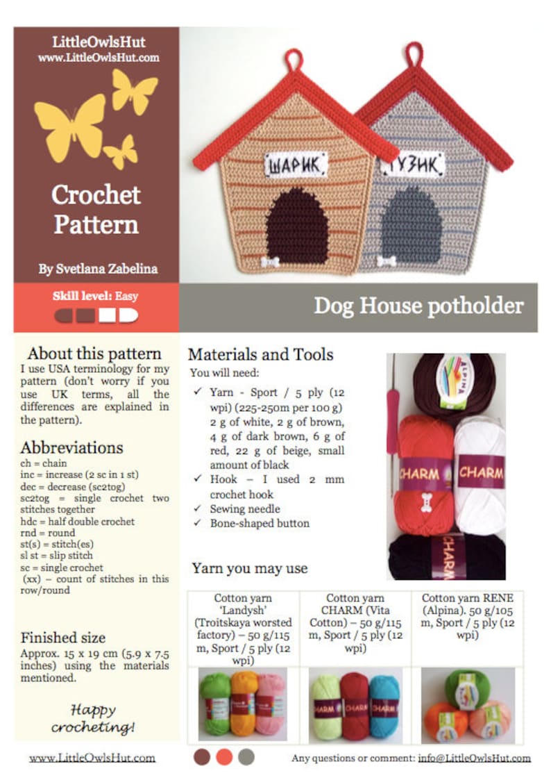 3 Easy Crochet Patterns - Dog Paw and House Decor or Potholders ...