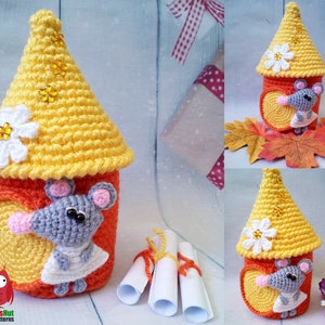 236 Crochet Pattern -rat or Mouse in a Summer House, Jewelry Box, Hair ...