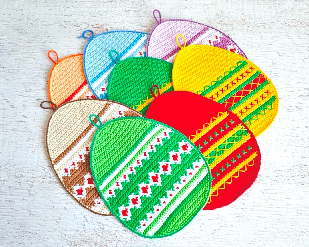 340 Easy Crochet Pattern - Eggs Decor, Coaster, Placemat, Washcloth ...