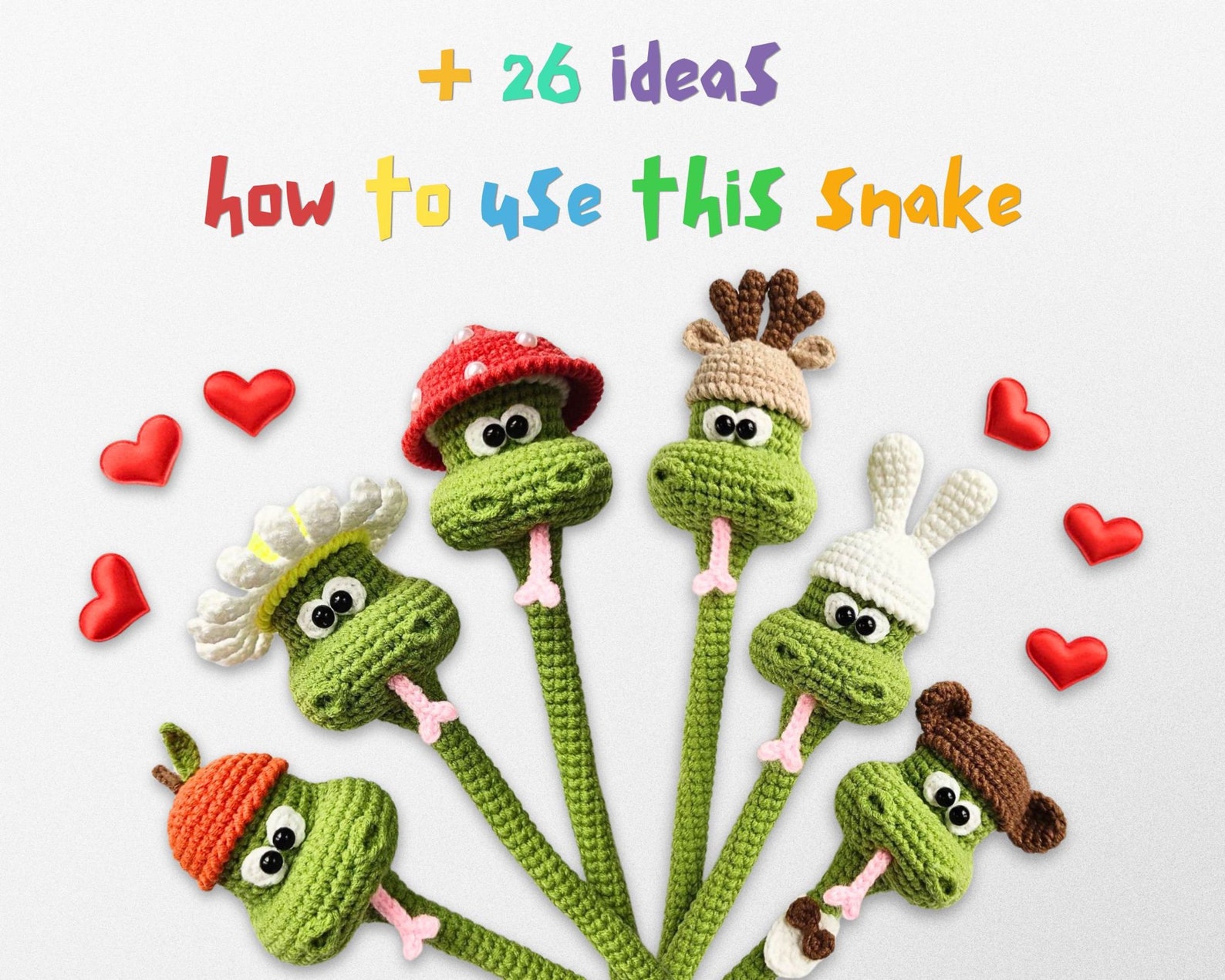 347 Crochet Pattern - Snake Cable Tie, Lucky Charm, Plant Decor, Napkin ...