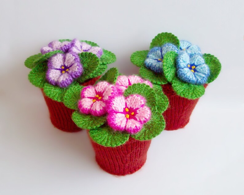 189 Knitting Pattern Violets Flowers in Pots. Window Home - Etsy UK