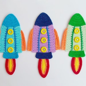 074 Easy Crochet Pattern - Rocket Applique, Bookmark or Decor Space X ...