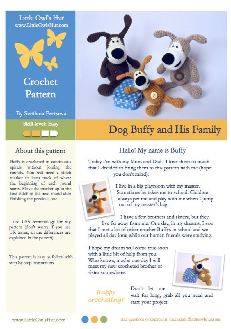 221 Crochet Pattern Buffy The Dog Amigurumi PDF file by | Etsy