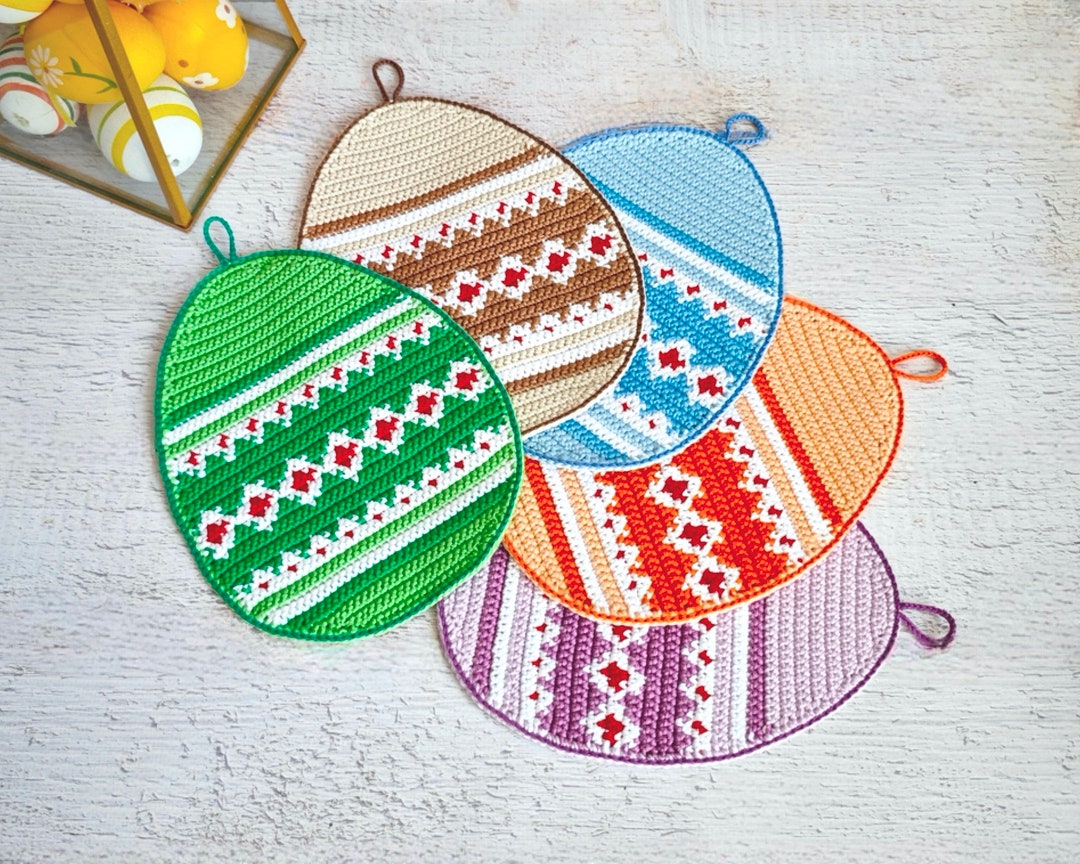 341 Easy Crochet Pattern - Eggs Decor, Coaster, Placemat, Washcloth ...