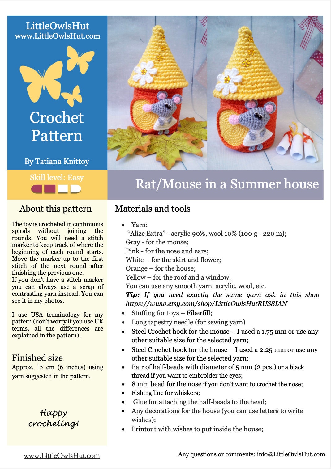 Crochet Rat in Summer House Pattern – Amigurumi (PDF Pattern) [#246 ...