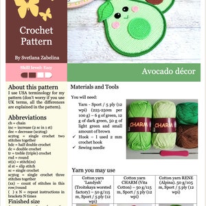 325 Avocado Crochet Pattern - Easy Avocado Decor Vegetable, Appliqué or ...