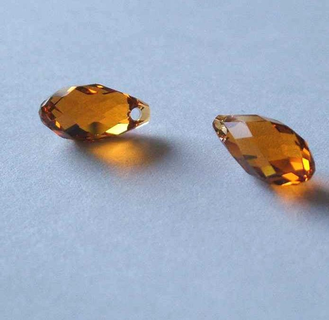 2 SWAROVSKI 6010 Briolette Crystal Beads TOPAZ - Etsy