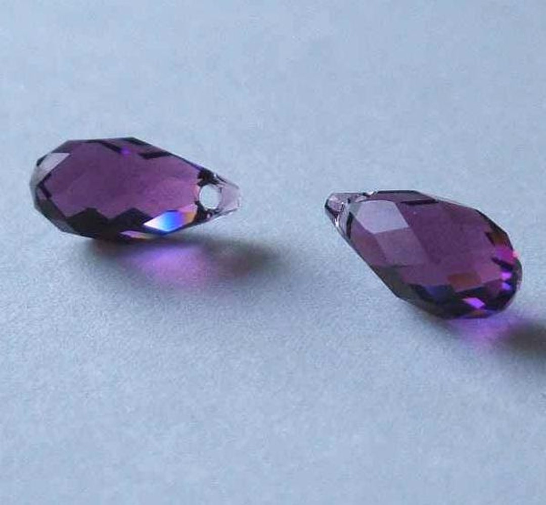 2 SWAROVSKI 6010 Briolette Crystal Beads 11mm AMETHYST - Etsy