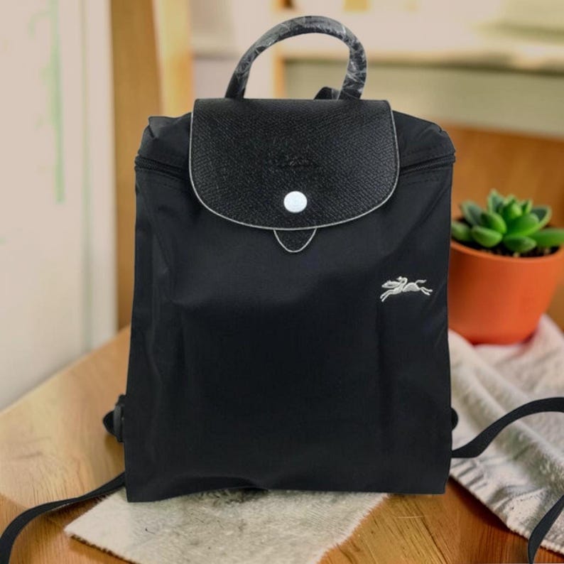 Longchamp Le Pliage Mini Backpack Black Nylon Foldable Travel Bag ...