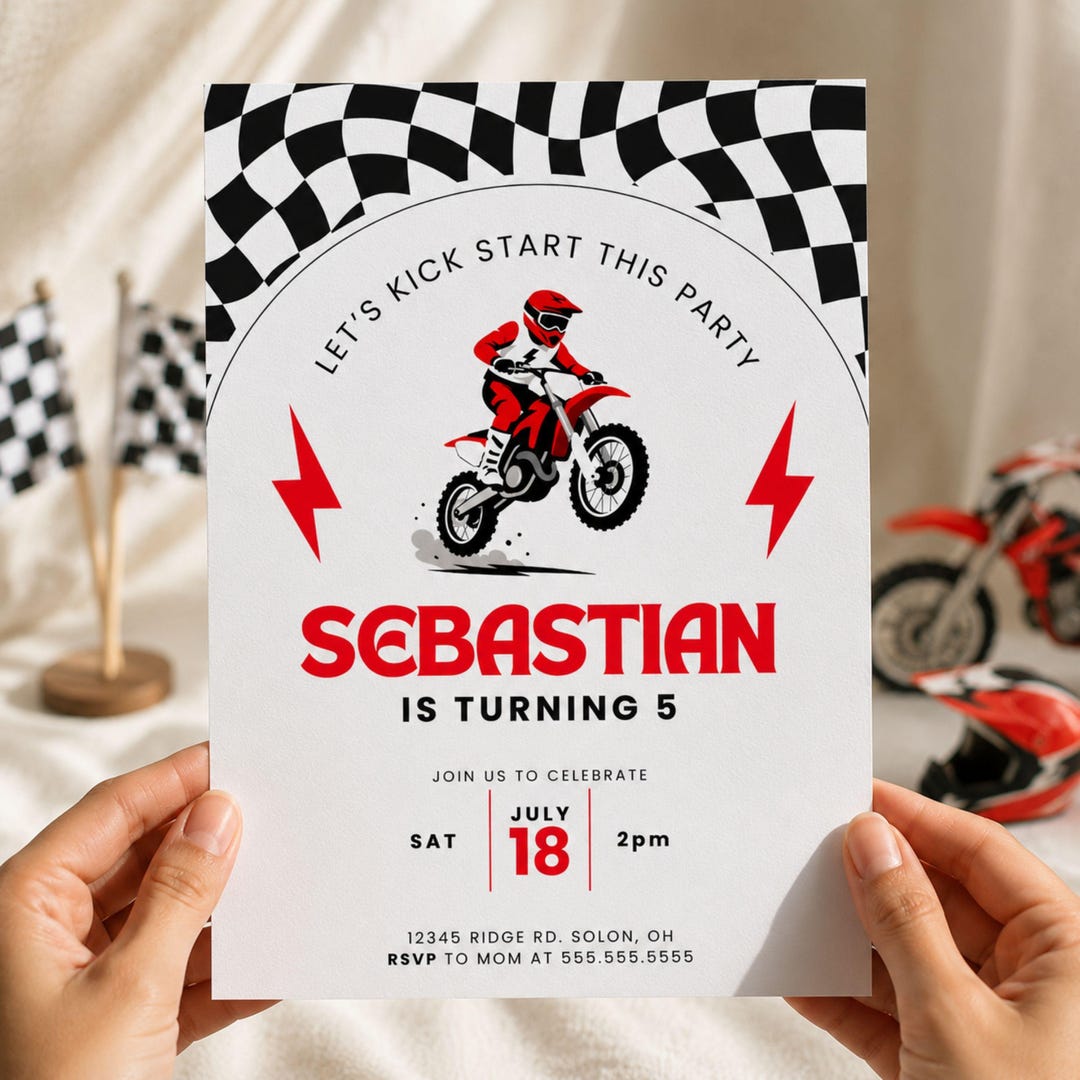 Dirt Bike Birthday Invitation, Animated Mobile Evite, Motocross ...
