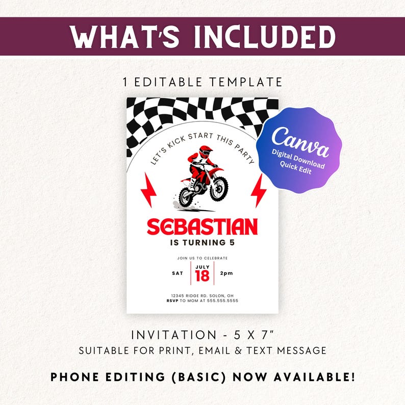 Dirt Bike Birthday Invitation, Animated Mobile Evite, Motocross ...