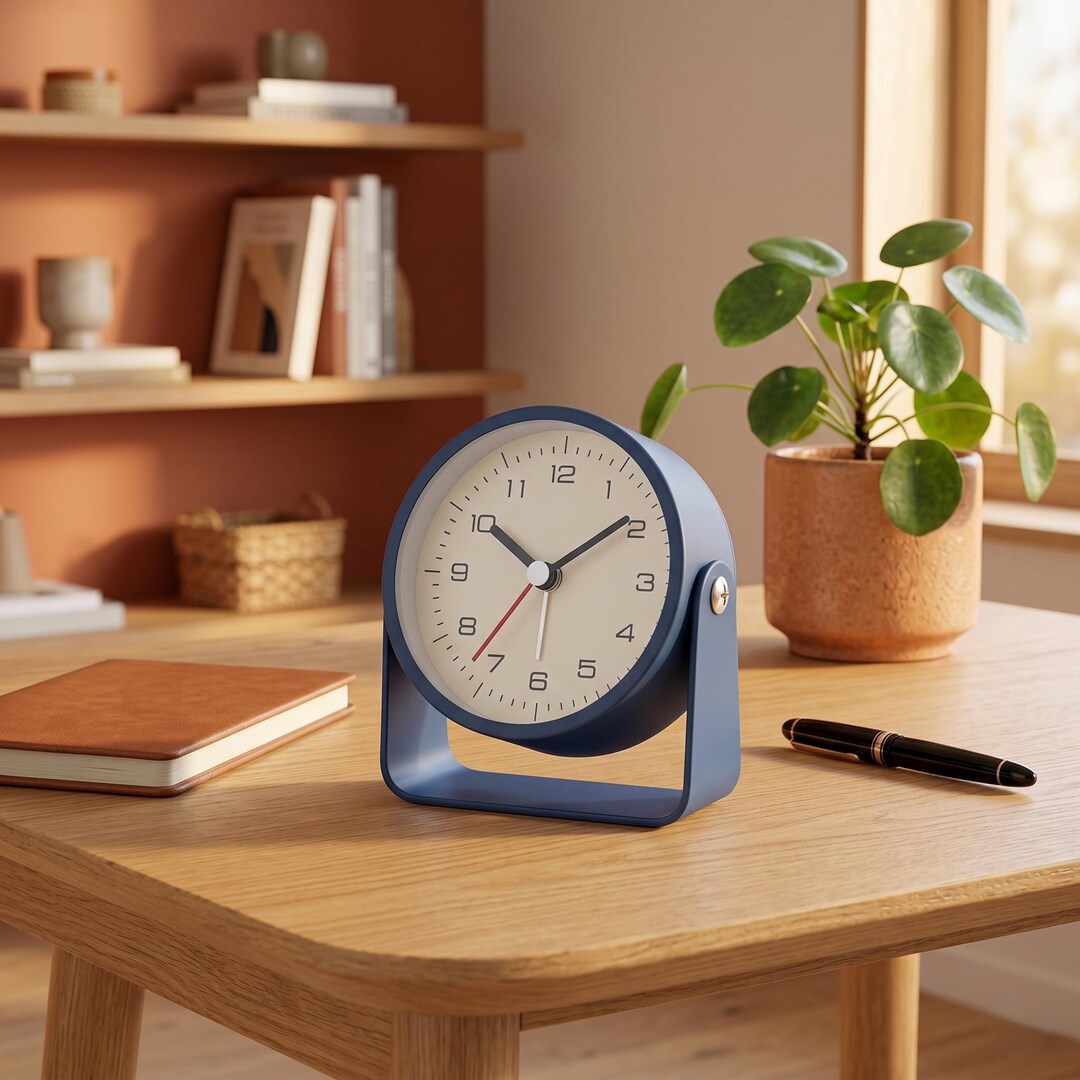 Minimalist Analog Desk Clock – Modern Circular Table Clock ...