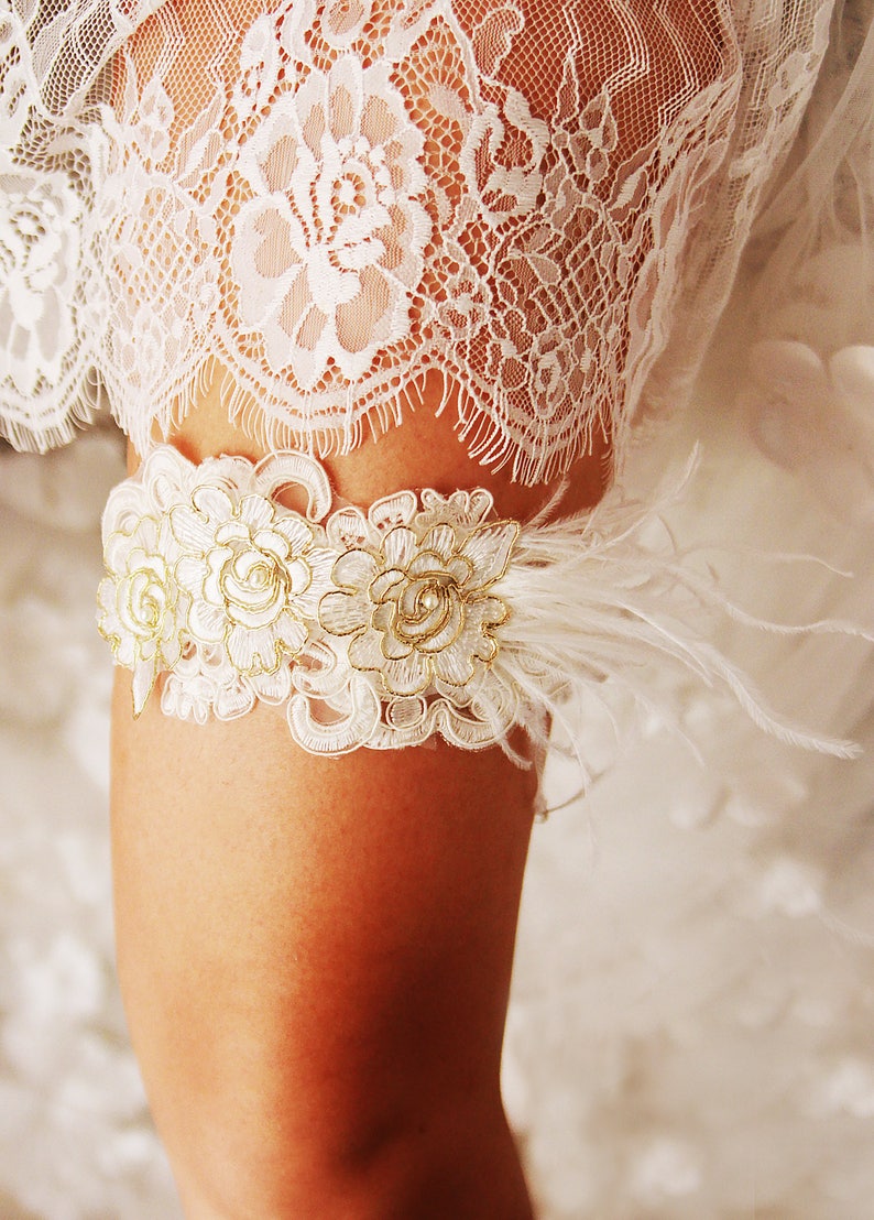Bridal Garter Wedding Garter Belt Luxury Ostrich Feather - Etsy