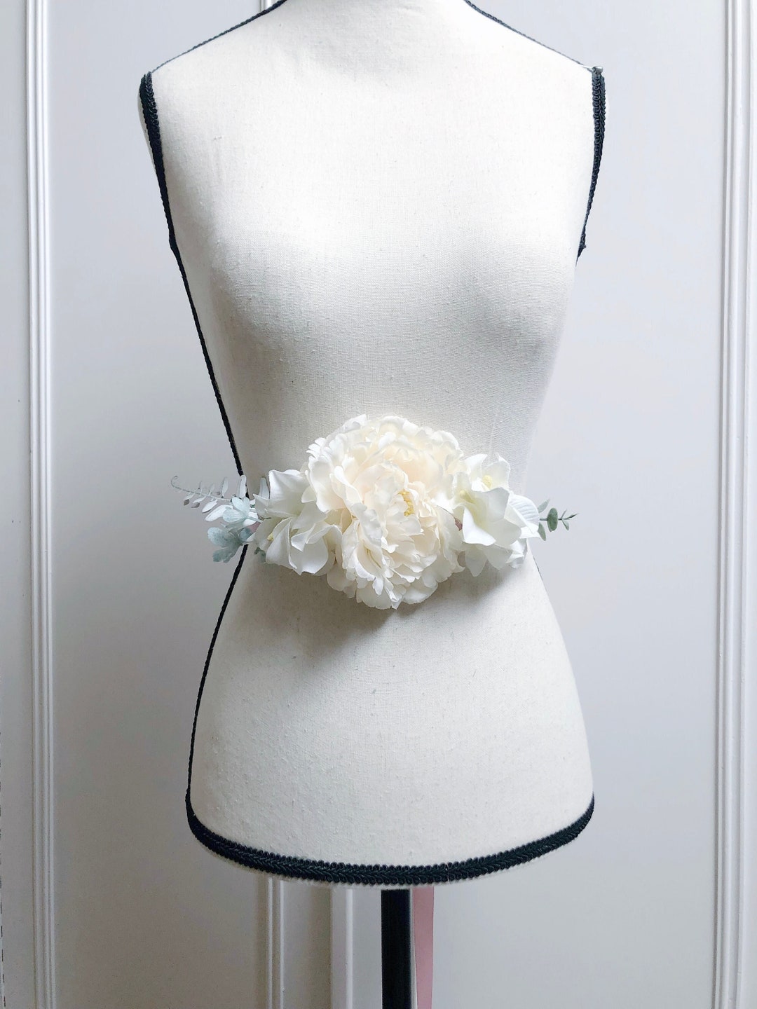 Ivory Floral Wedding Sash Belt Bridal Sashes Belts Winter Wedding Dress ...