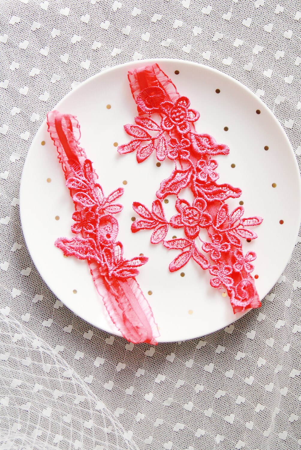 Wedding Garter Set Bridal Garter Set Hot Pink Garter Set - Etsy