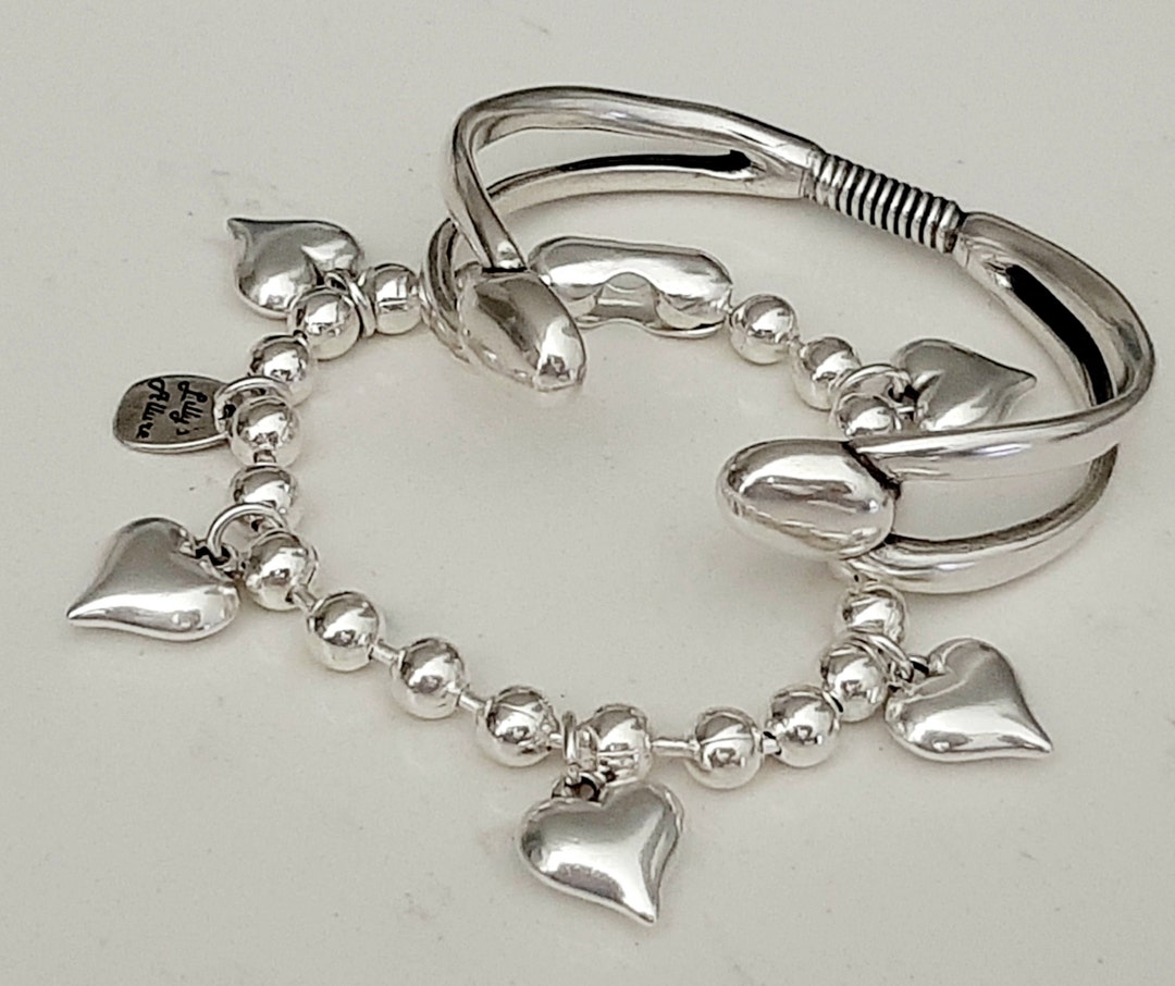 Sterling Silver Plated Ball Bracelet With Cuff: Elegant Everyday ...