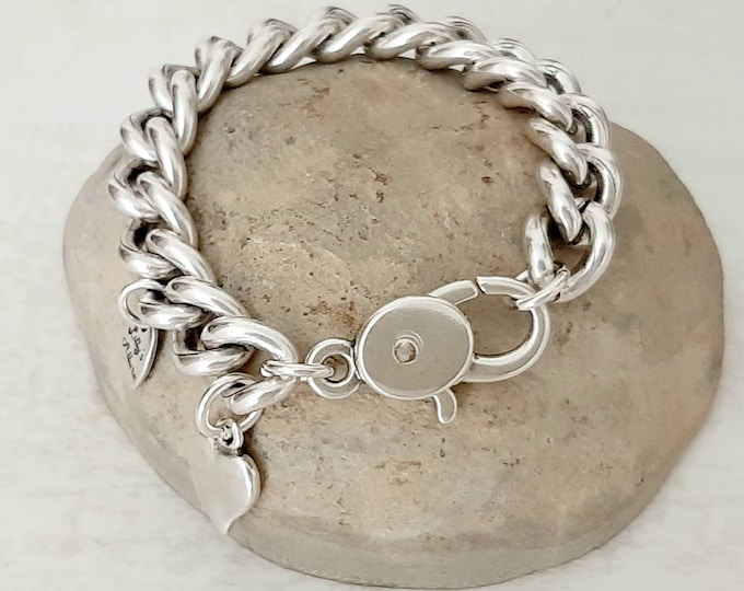 Chunky Chain Bracelet for Women Chunky Silver Bracelet Curb Solid Chain ...