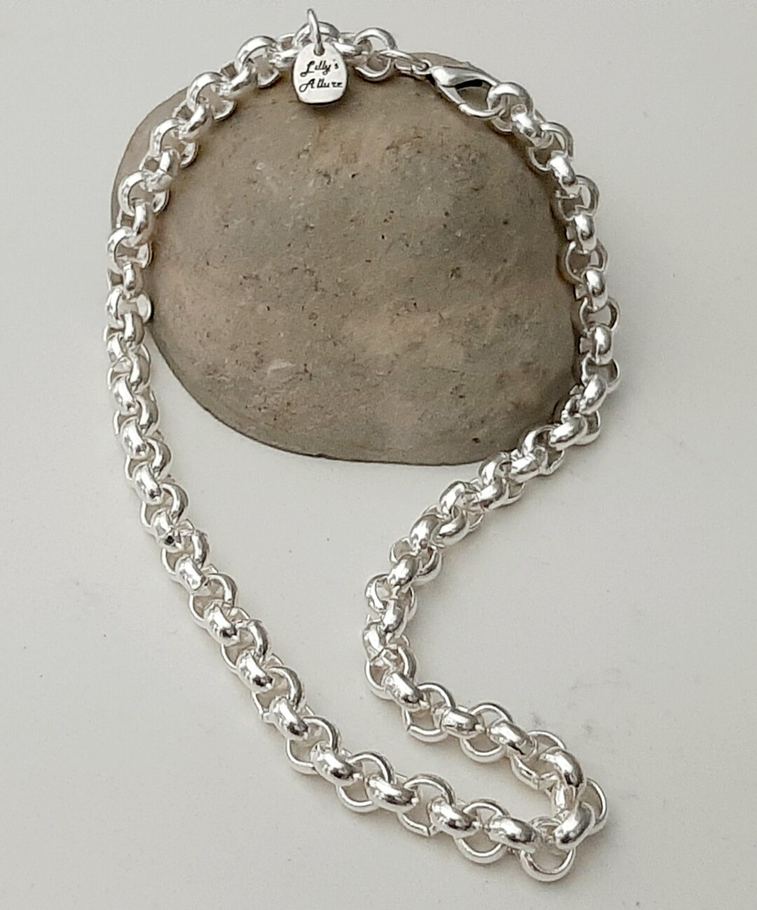 Sterling Silver Plated Rolo Chain Necklace - 9mm Round Link - Etsy