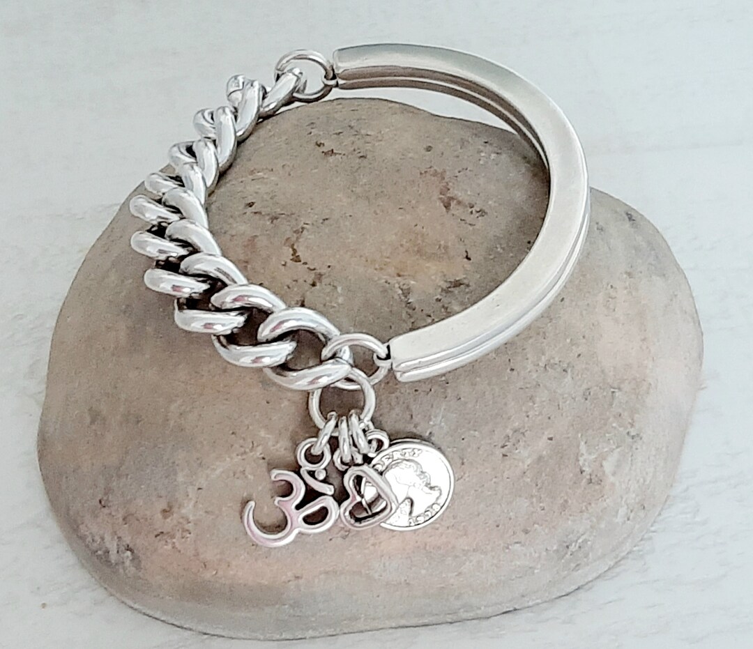 Silver Bracelet for Woman Spirituality Love and Money Charms Easy to ...