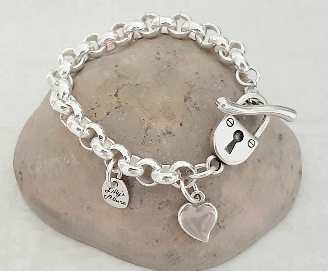 Stackable Sterling Silver Plated Locket Bracelet: Chunky Rolo Chain ...