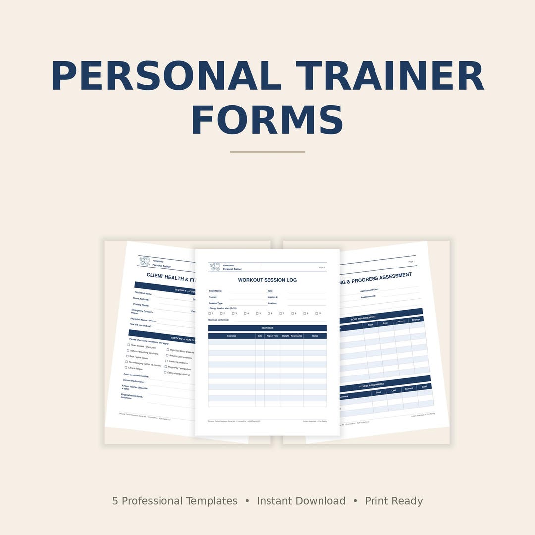 Personal Training Forms | Client Intake, Logs | Instant Download - Etsy