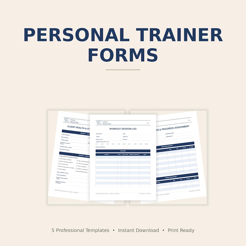 Personal Training Forms | Client Intake, Logs | Instant Download - Etsy