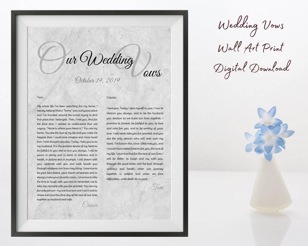 Silver and Gray Anniversary Gift - Wedding Vow Editable Digital ...