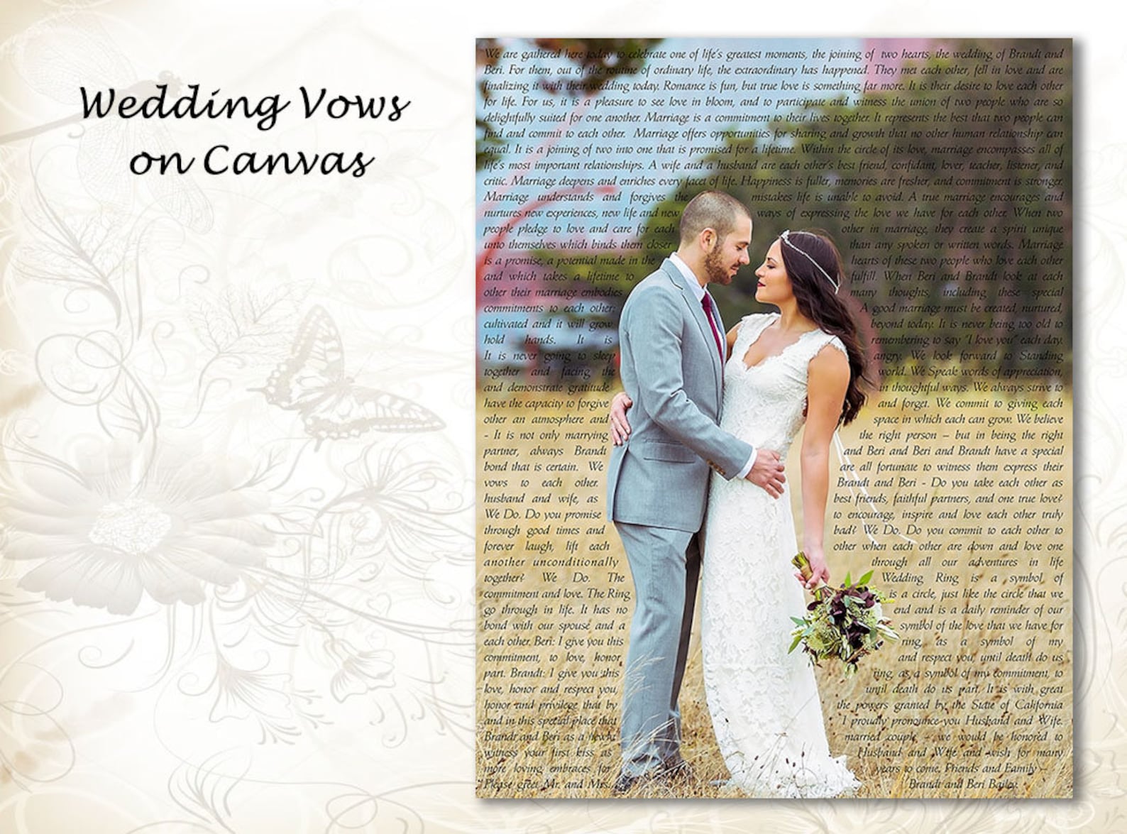 Personalized Wedding Vows on Canvas; Wall Art Canvas With Your Wedding ...