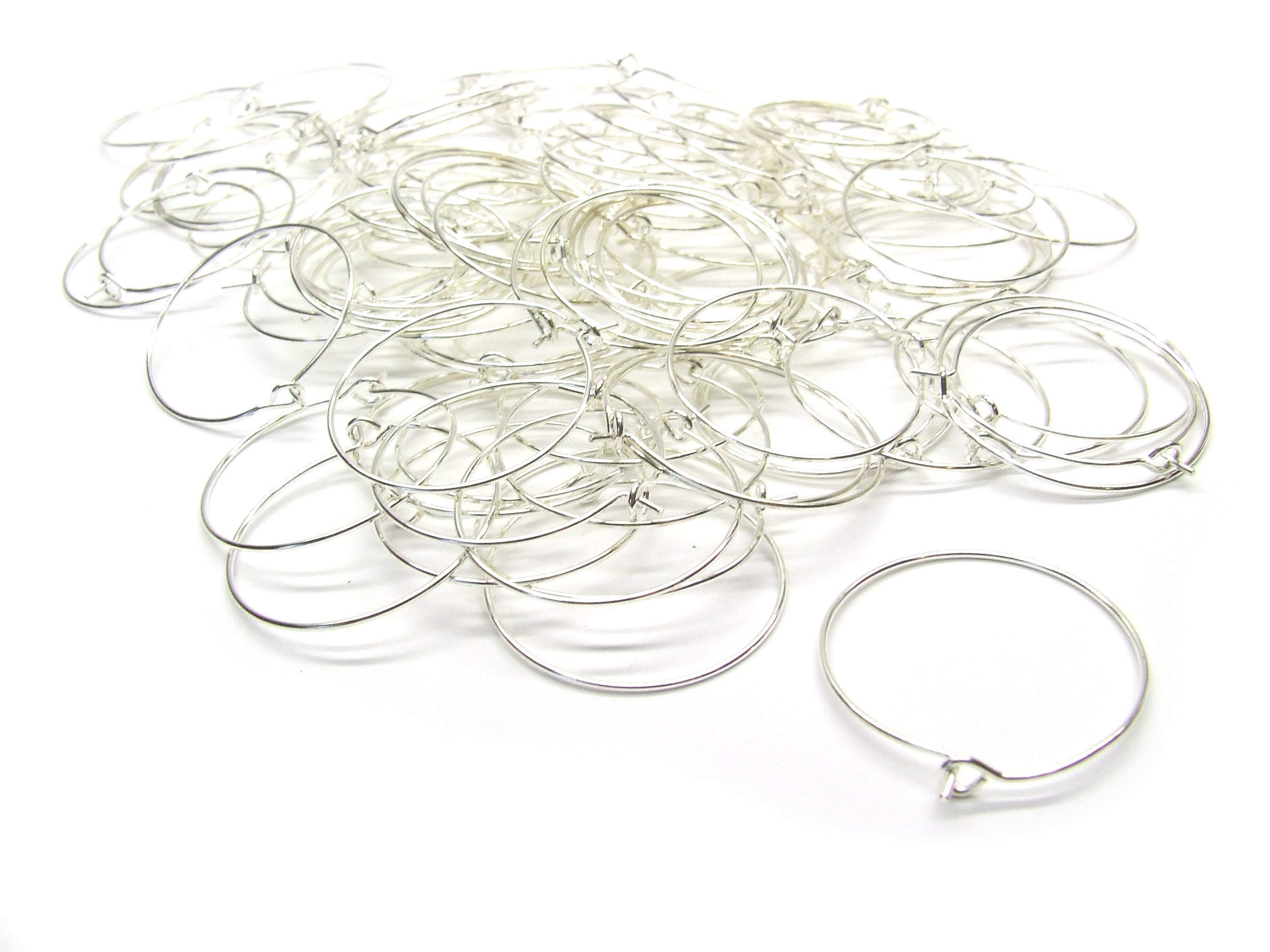 DIY Wine Glass Charm Rings Earring Loops Craft Findings Components 25mm ...