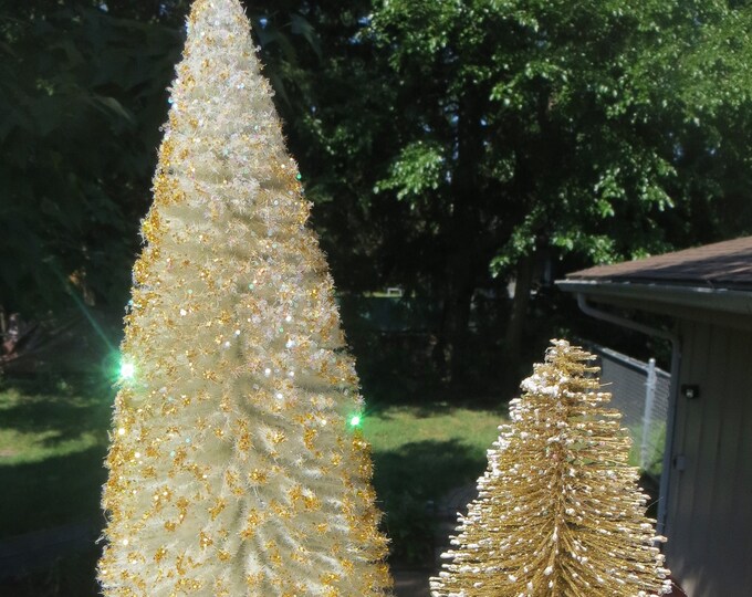 Gold Bottle Brush Tree, Choose 8.5" or 12.5" Flocked Sisal Tree ...