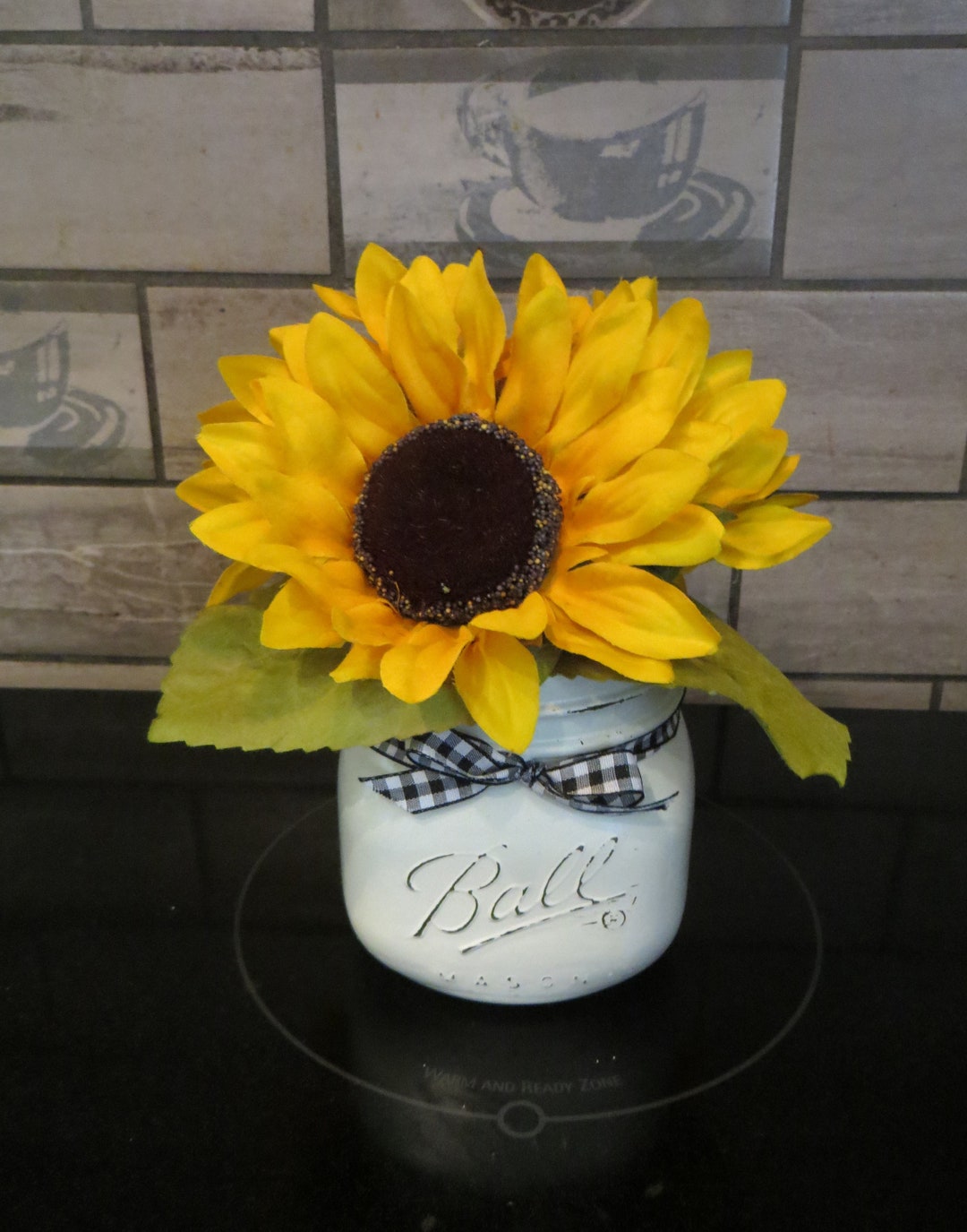 Sunflower Mason Jar Rustic Home Tiered Tray Decor, Farmhouse Kitchen ...