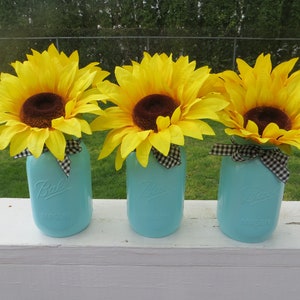 Sunflower Mason Jar Centerpiece Rustic Home Decor Farmhouse - Etsy