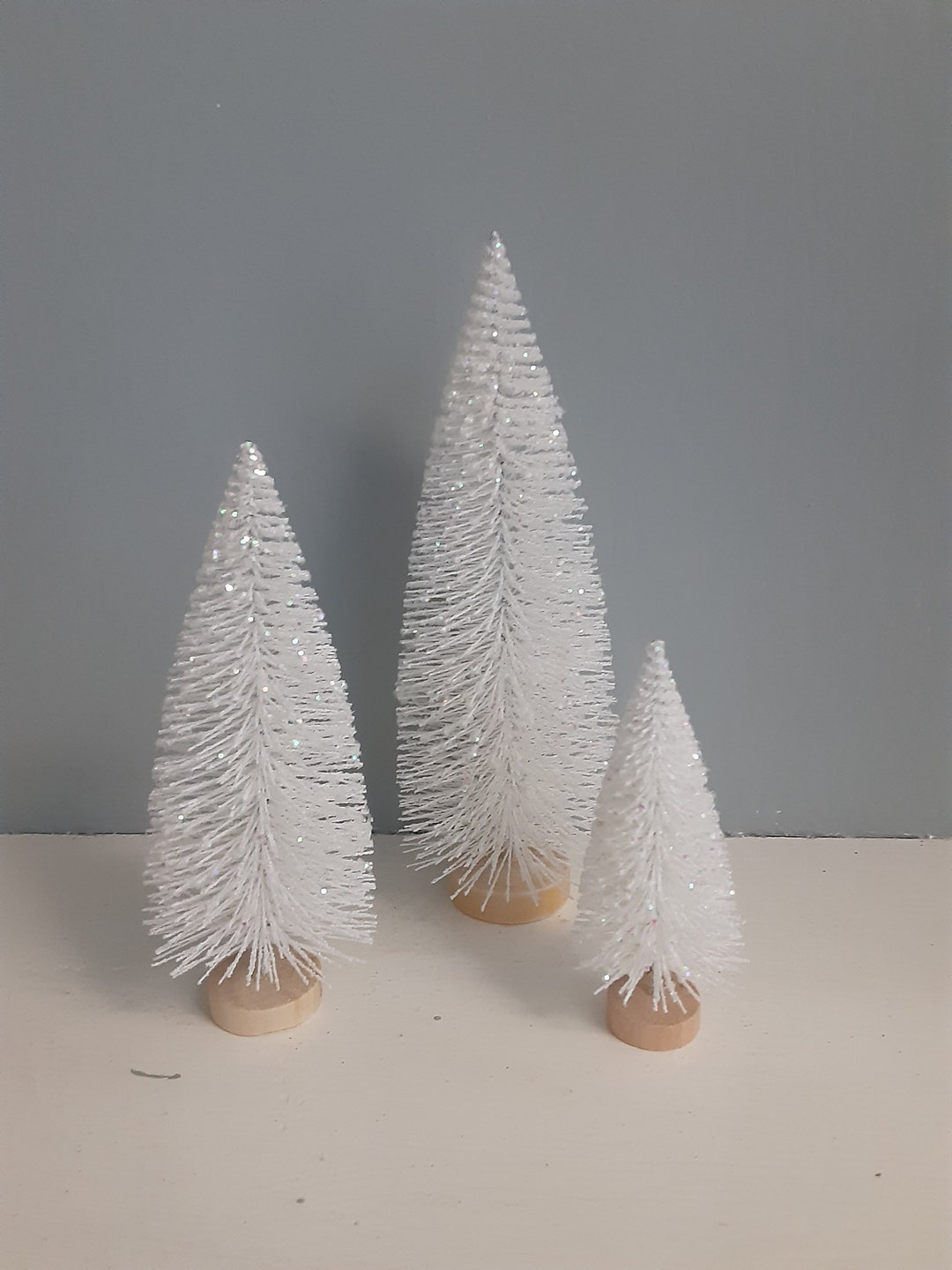 White Bottle Brush Tree, Choice of 4, 6 or 8, Shabby Vintage Style ...