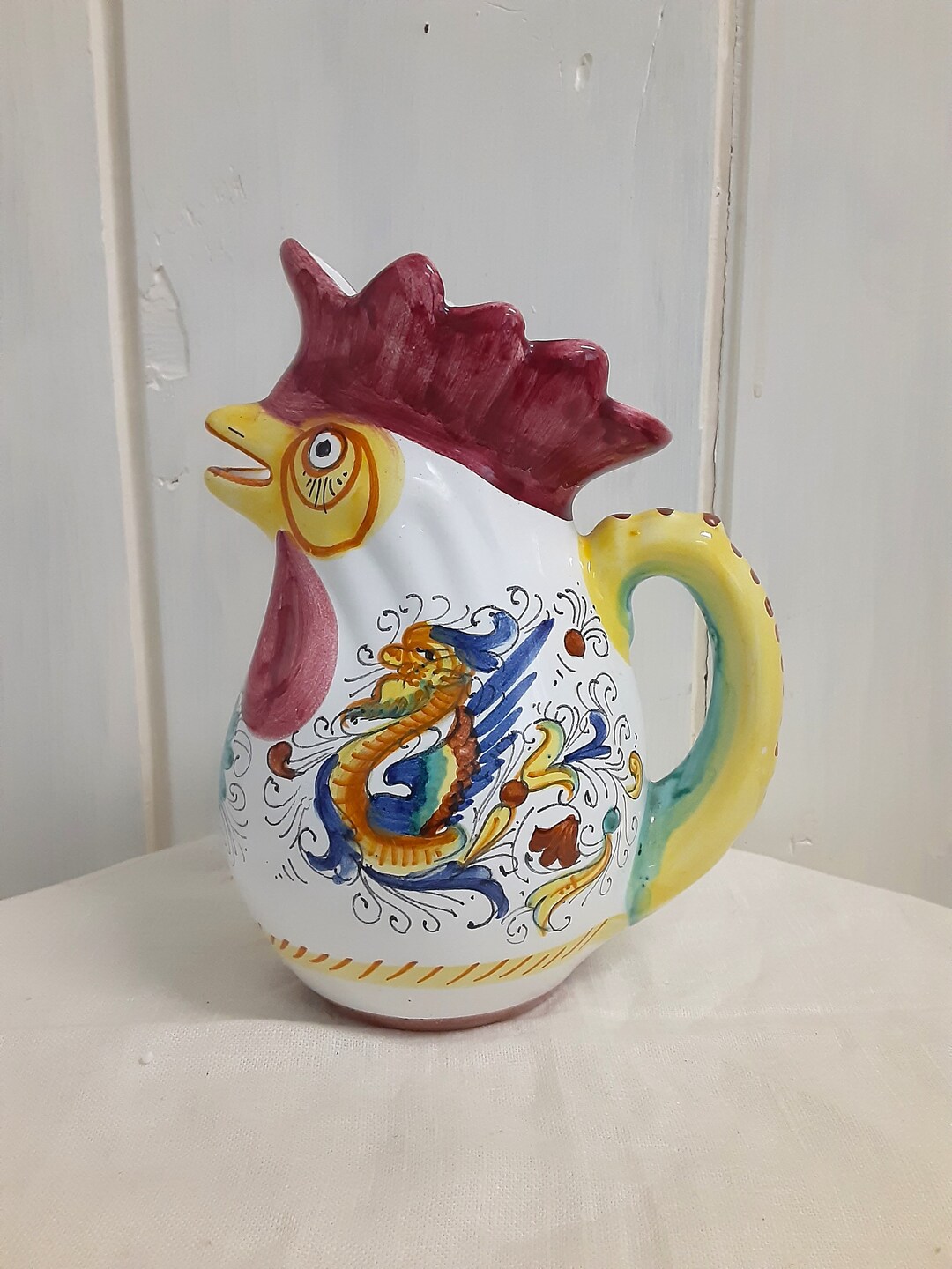Italian Rooster Pitcher, Hand Painted Art Pottery, Artistic Ceramic ...