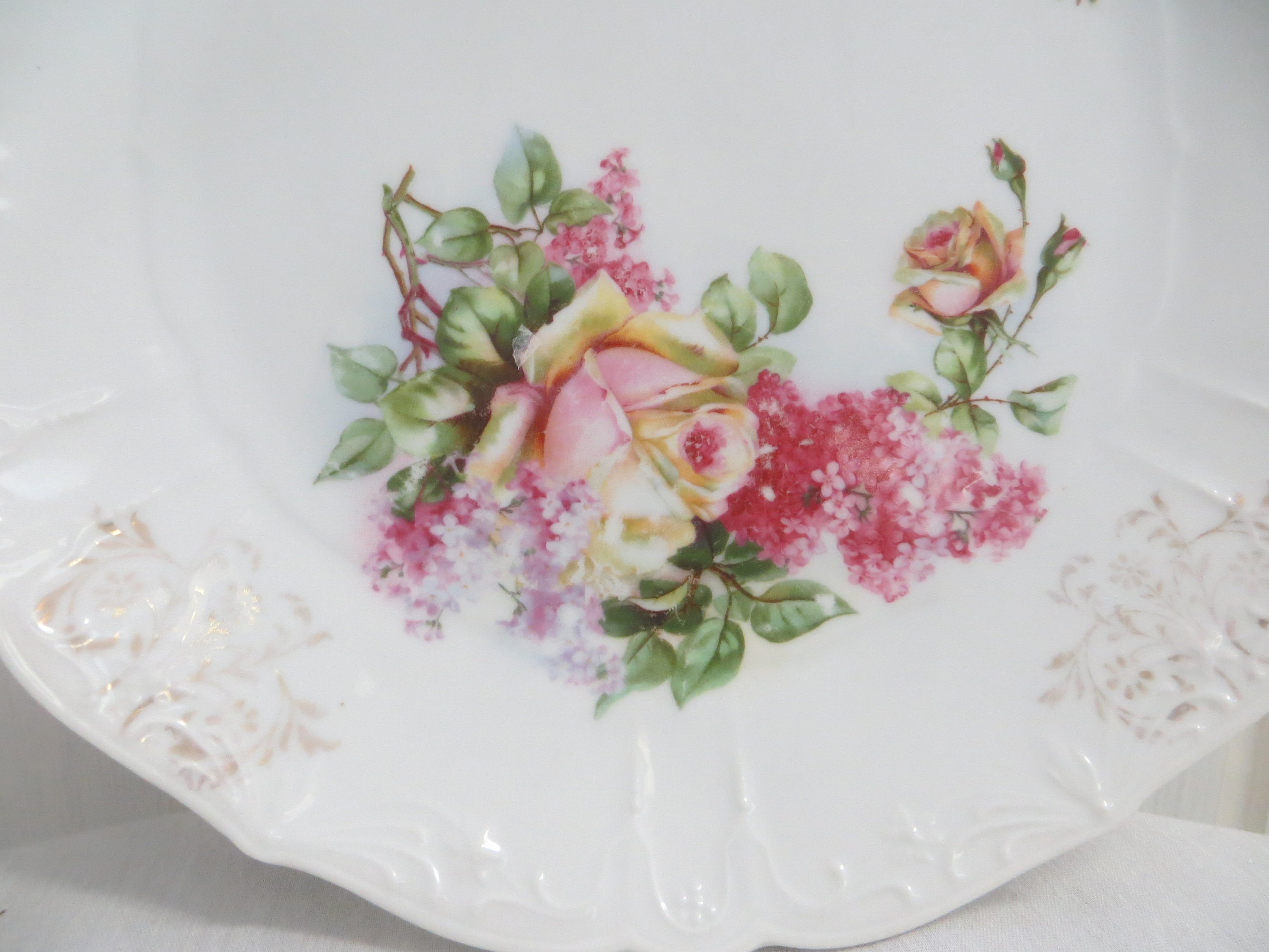 Vintage Pink Roses Plate Dish Shabby Cottage Style Display - Etsy