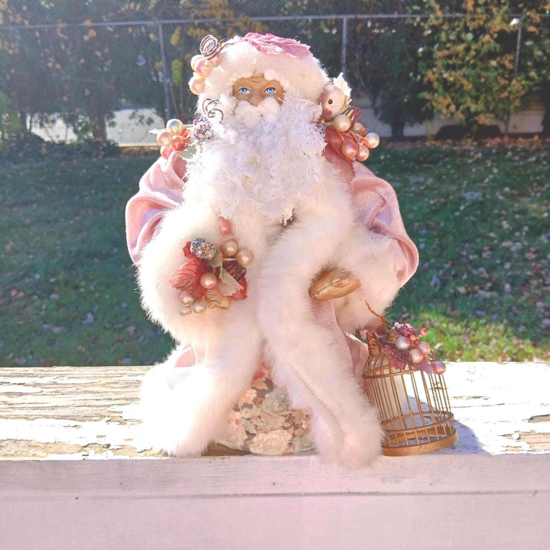 Pink Victorian Santa Claus Tree Topper, Birdcage Floral Decor (13") - Etsy