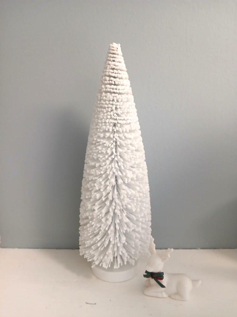 TALL White Bottle Brush Tree, 12," Vintage Shabby Style, Sisal ...