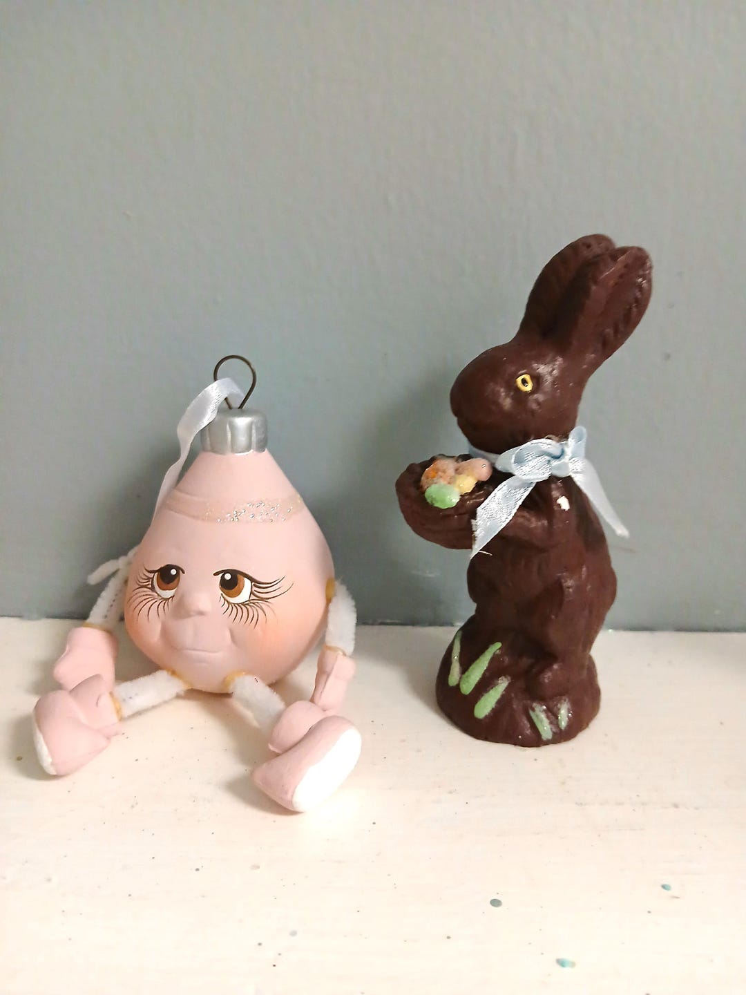 Ceramic Pink Easter Egg Character Noggin, Shelf Sitter, Easter, or ...