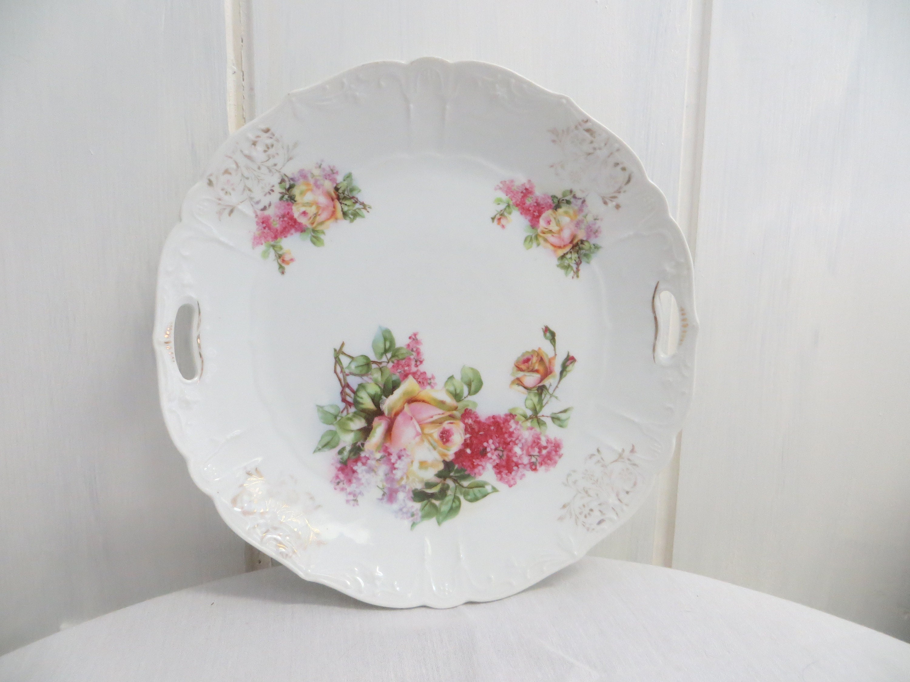 Vintage Pink Roses Plate Dish Shabby Cottage Style Display - Etsy