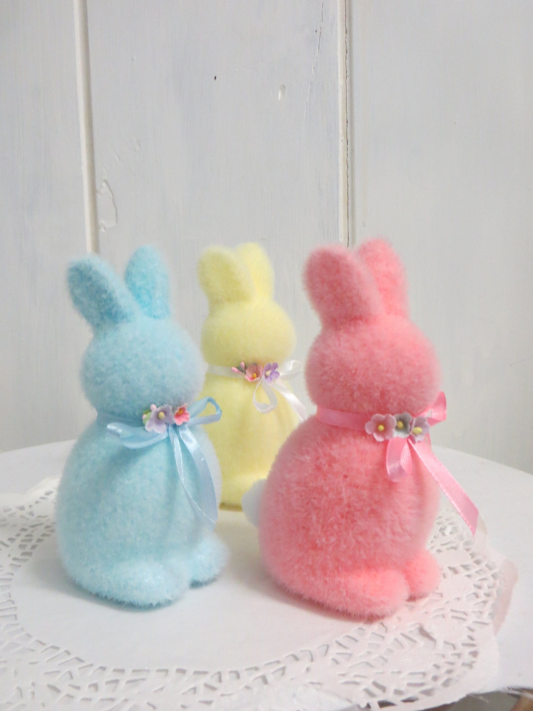 SET 3 Easter Peeps Bunny Rabbit, 6," Fuzzy, Pastels, Basket Filler ...
