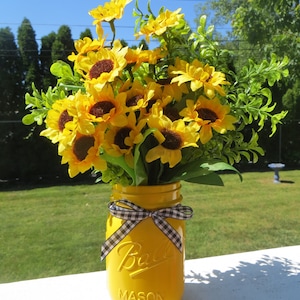 Sunflower Mason Jar Centerpiece Rustic Home Decor Farmhouse - Etsy