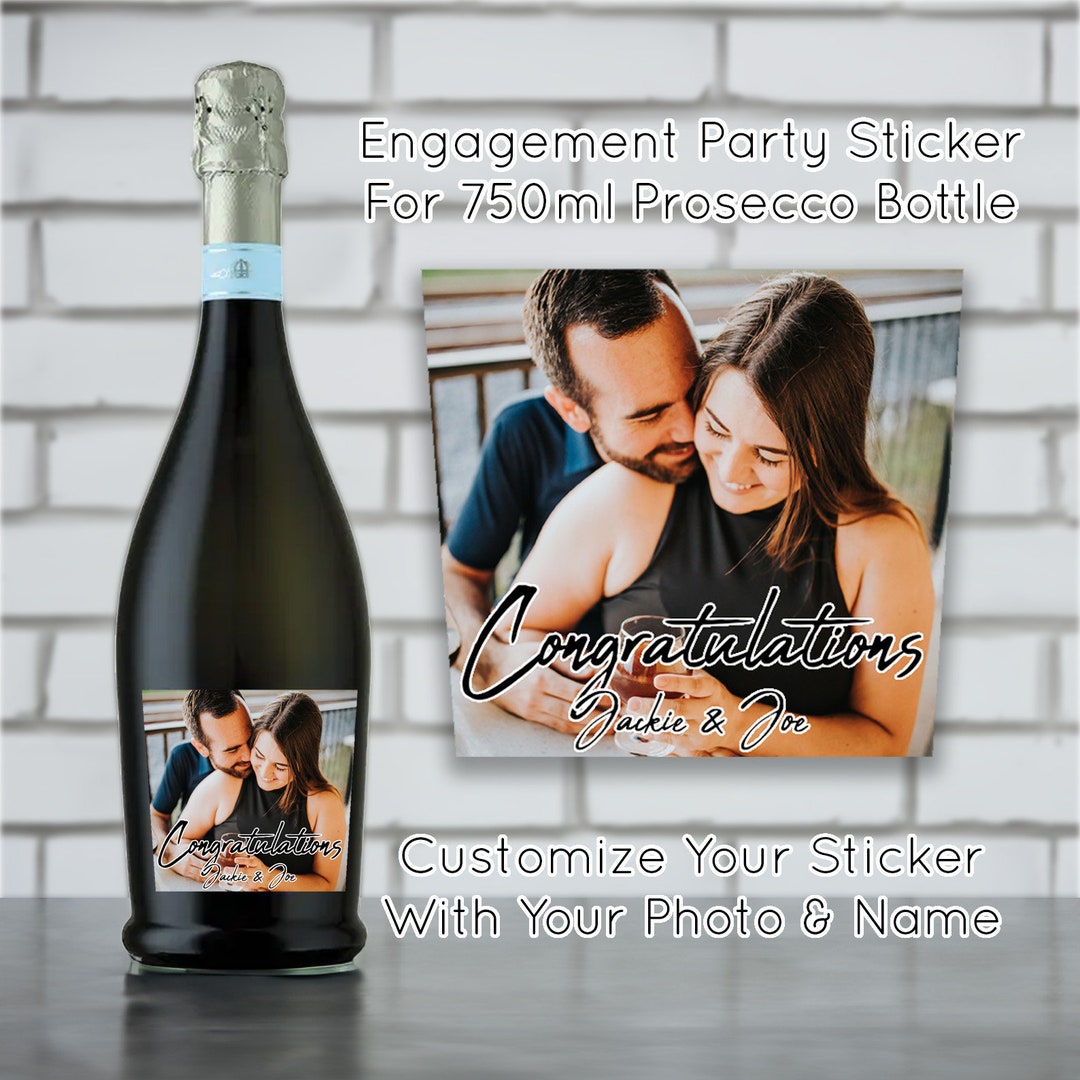 Custom Photo Sticker, Engagement Photo Sticker for Prosecco Bottle ...