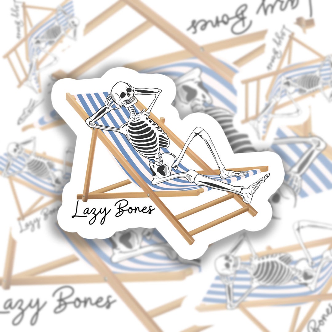 Lazy Bones Sticker for Water Bottle, Waterproof Sticker for Phone ...