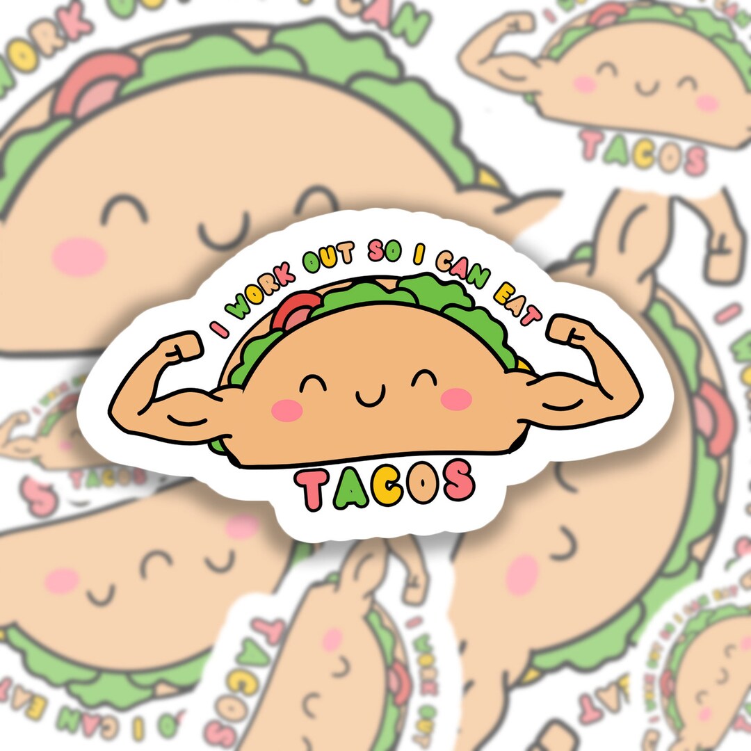 Taco Sticker for Water Bottle, Gym Bottle Sticker, Workout Sticker ...