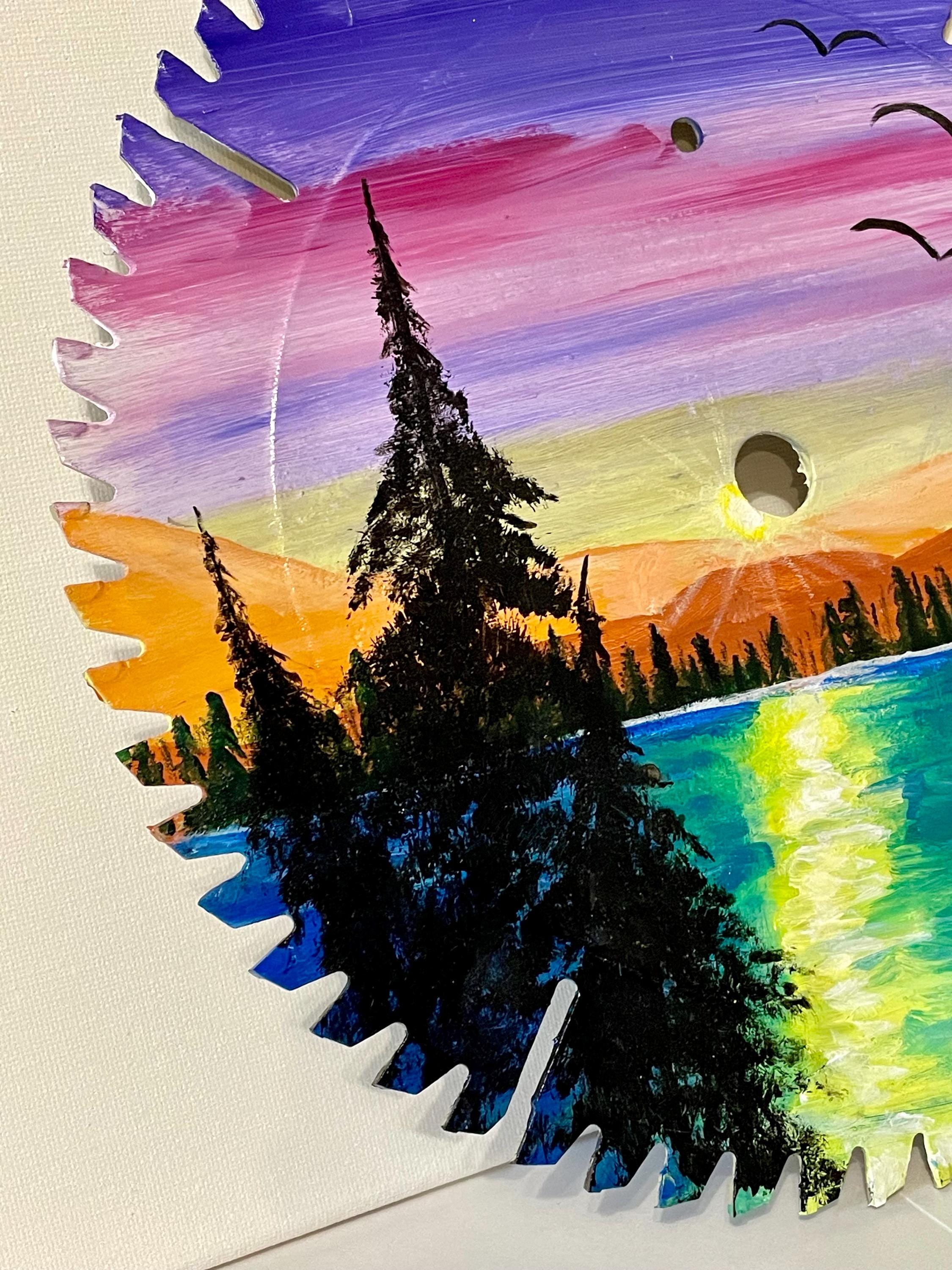 Repurposed Circular Saw Blade Hand Painted With a Colorful Sunset Scene ...