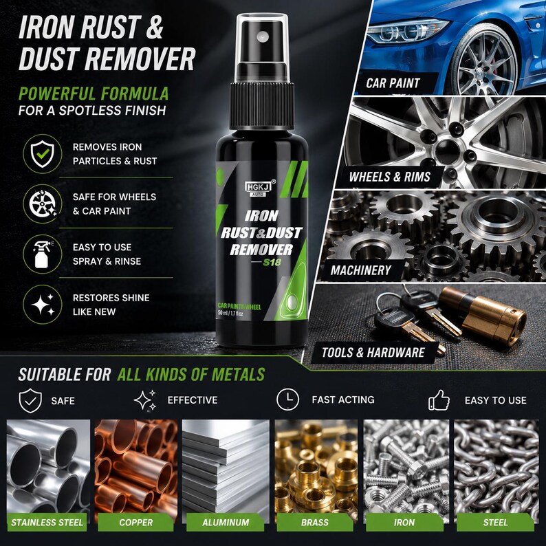 Iron Rust Remover Spray for Car Paint, Wheels, Brake Dust Cleaner - Etsy