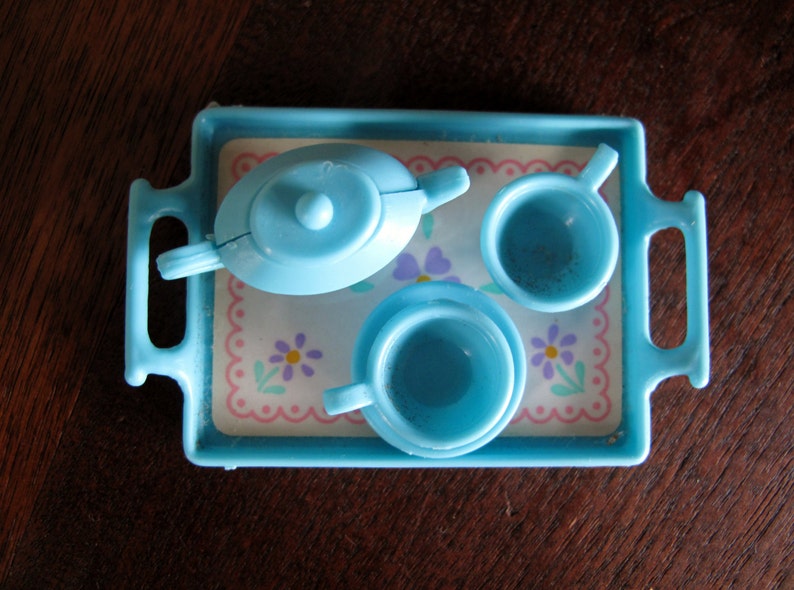 1983 Mattel Tea Set, Toy Plastic, Blue, 1:12 or 1 to 10, Doll House ...
