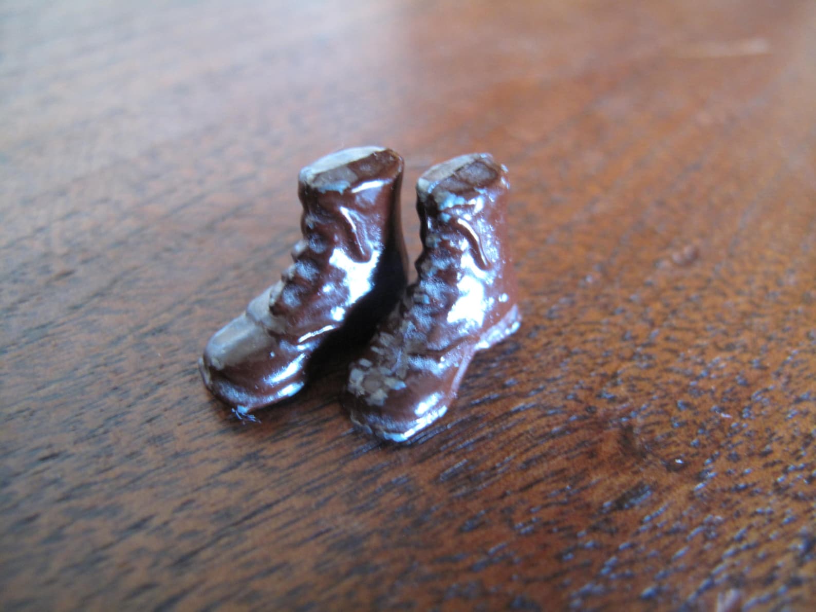 Miniature Die Cast, Metal Shoes, Cracker Jack?, Pair, Brown, Old ...